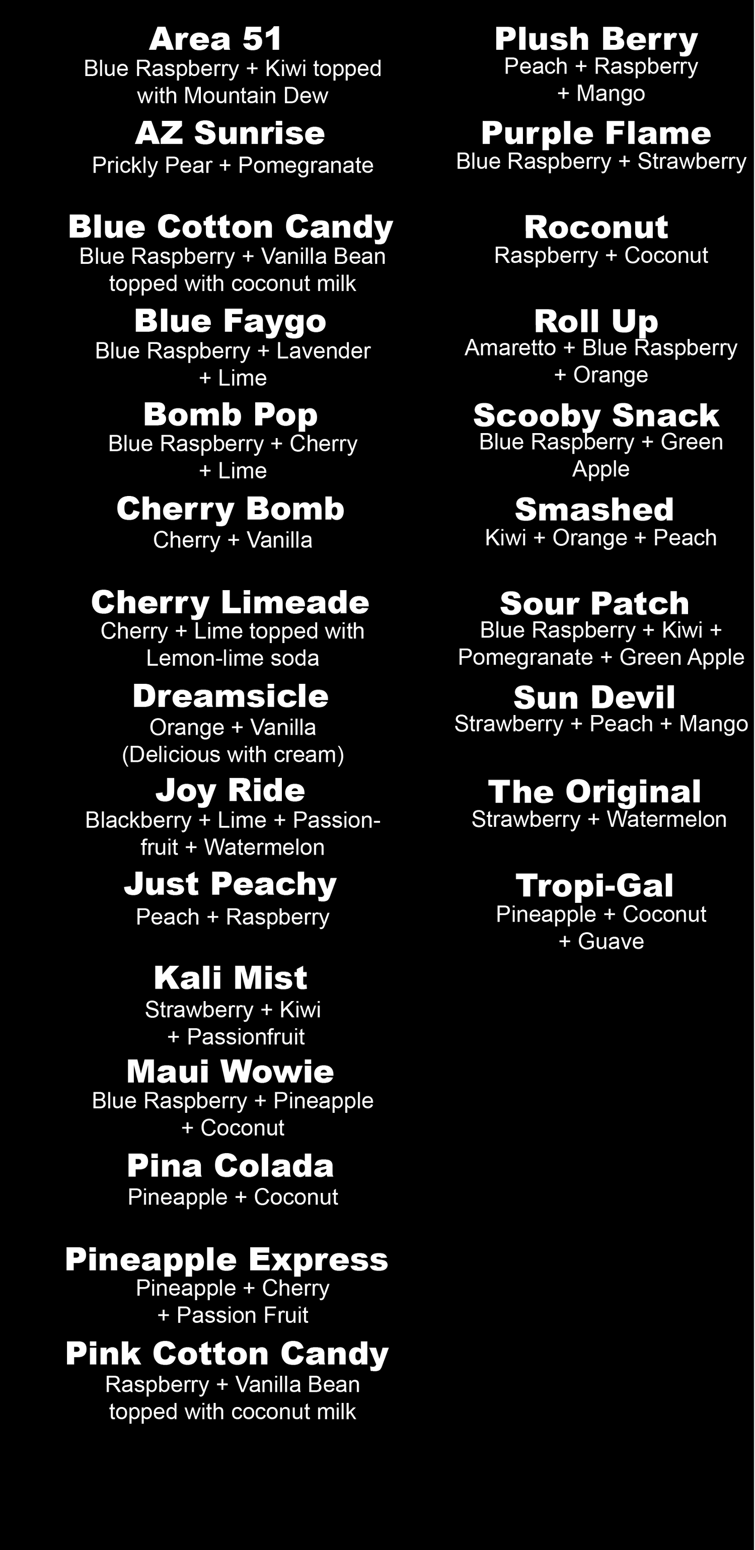 Menu – Top Fuel Espresso