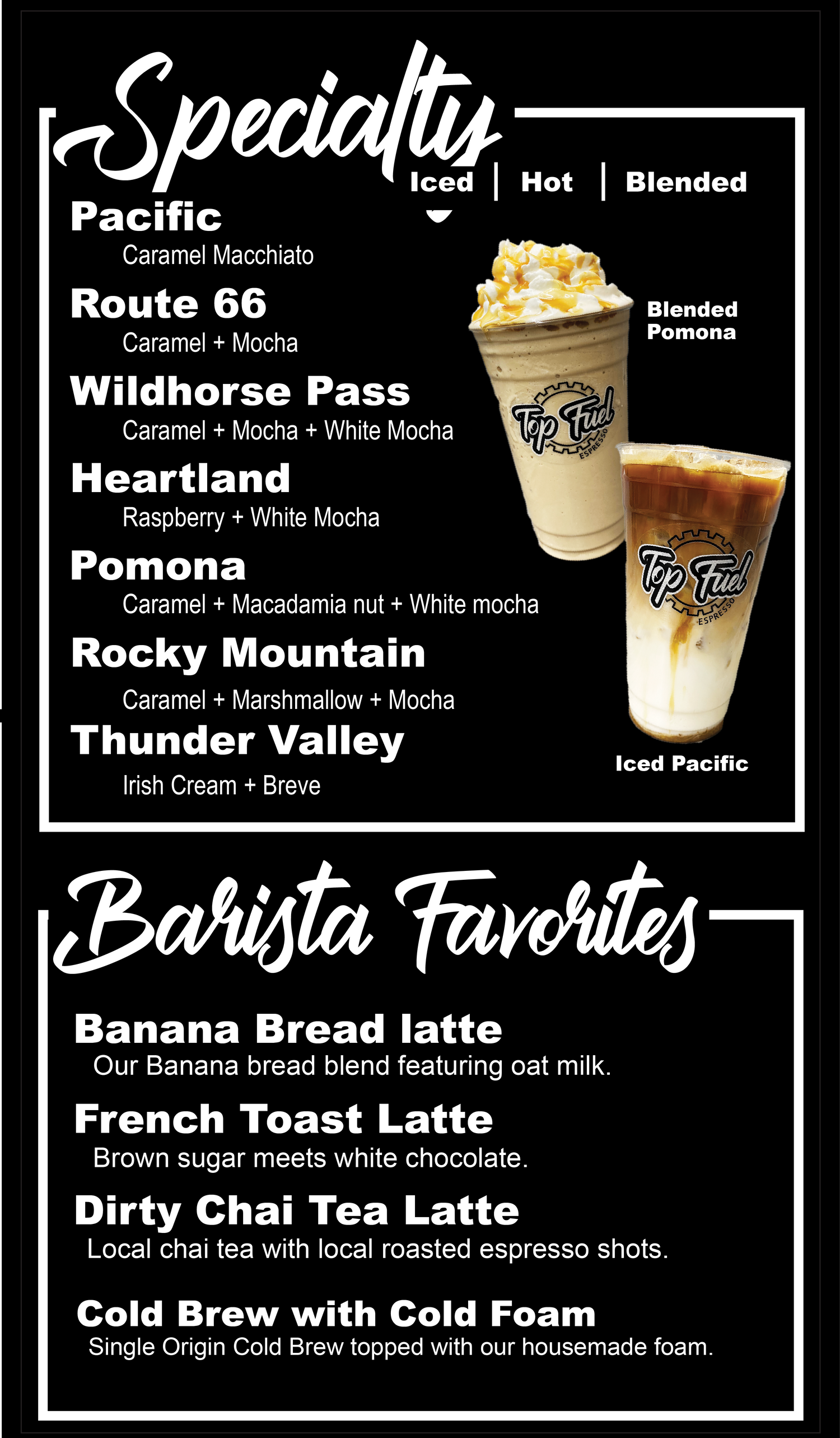 Menu – Top Fuel Espresso