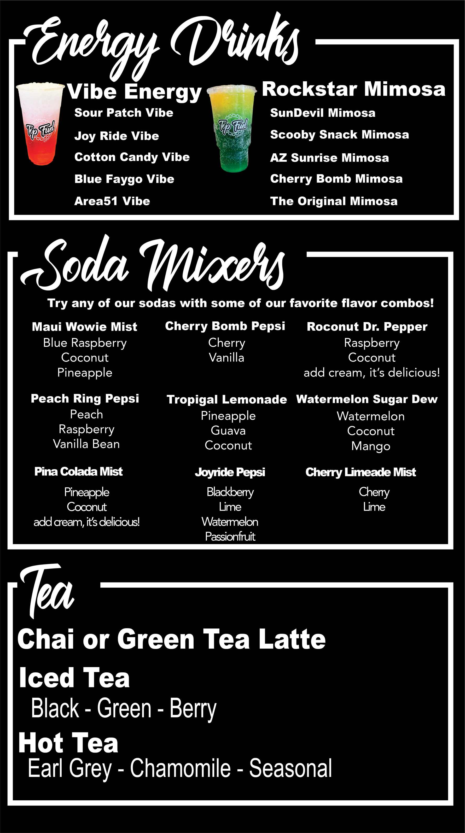 Menu – Top Fuel Espresso